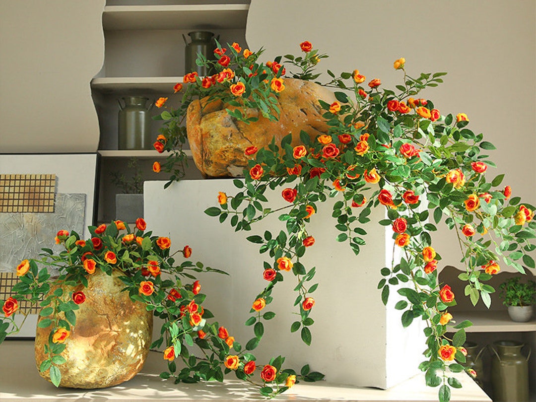 Rosebud Vine Hanging Wall, Climbing Rose Vine, Rustic Flower Decor ...