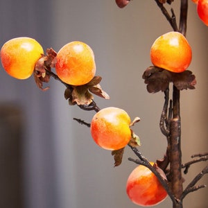 Small Persimmon Branch, Fall Fruit Craft, Rustic Berry Stem, Home ...