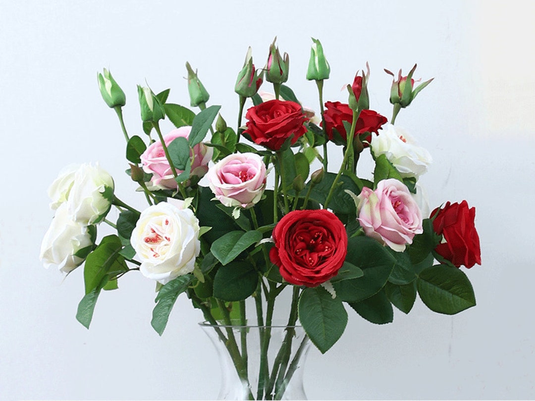 Real Touch Rose Stem With Bud, Realistic Artificial Flower With Leaves ...
