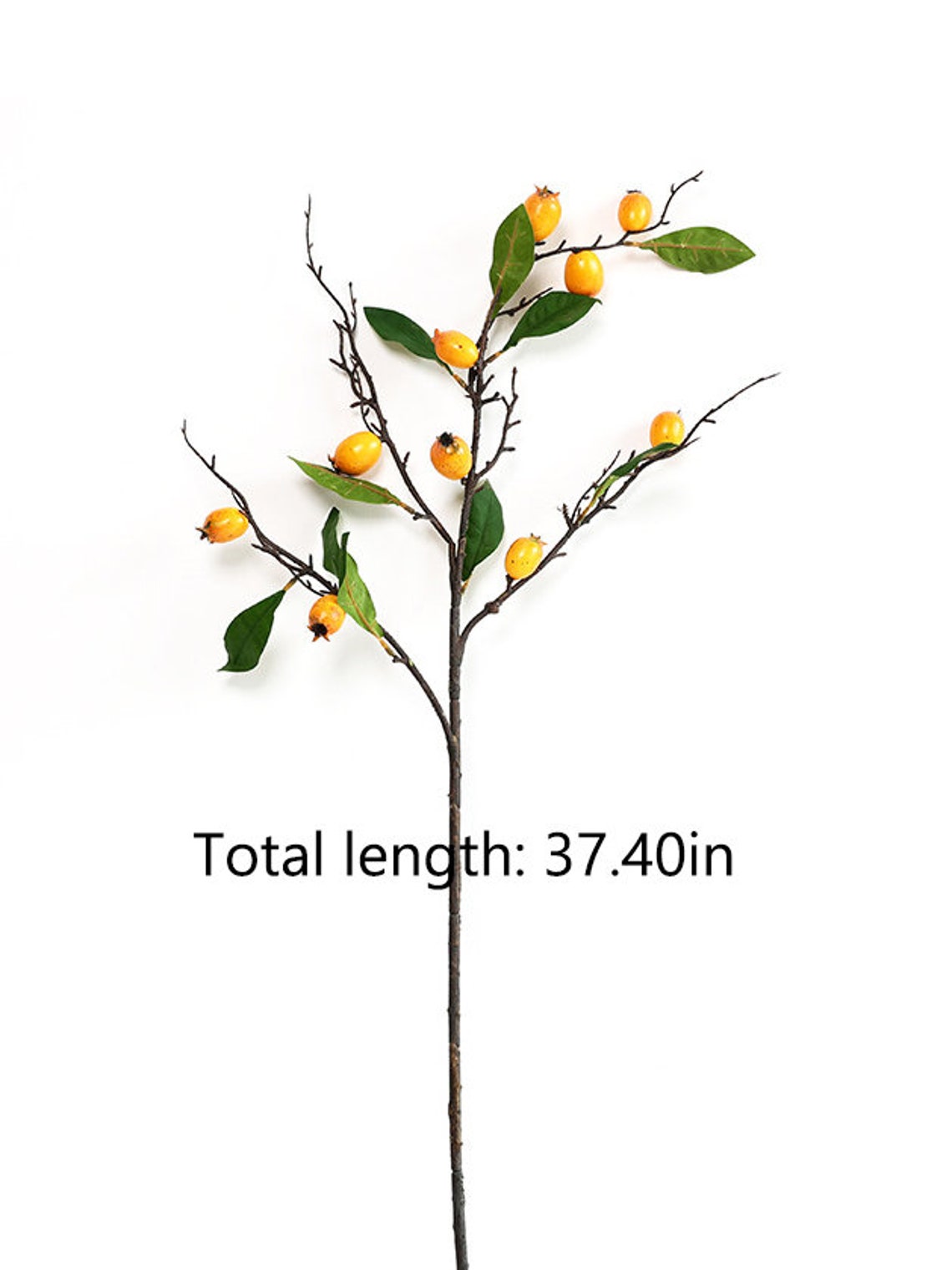 Loquat Fruit Long Branch With Leaves, Fake Berry Craft, Rustic Wild ...