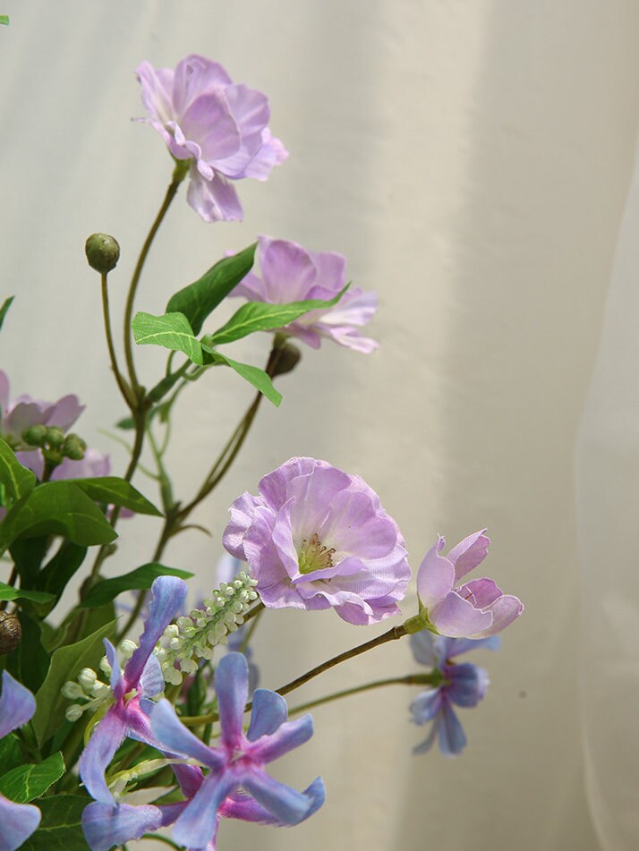 Fake Cosmos Daisy Bouquet With Leaves, Small Wildflower Bundle ...