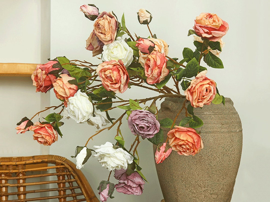 Dried Rose Stems With Buds, Artificial Flower Crafts, Vintage Home ...