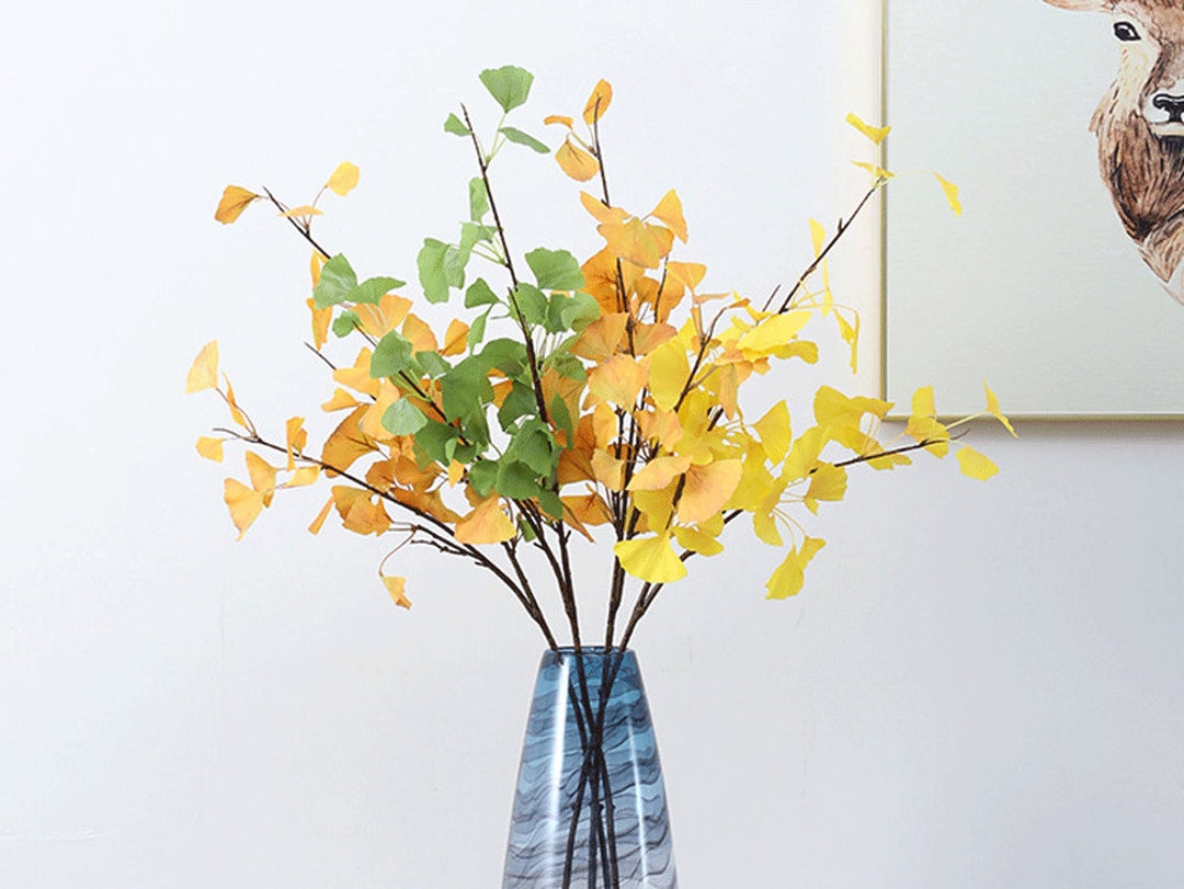 Autumn Ginkgo Biloba Branch, Artificial Foliage Stem, Fake Greenery ...