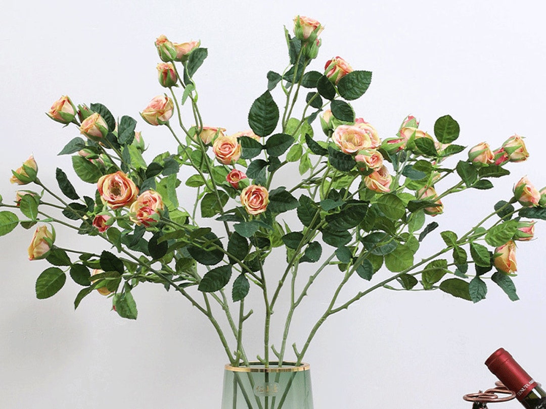 Small Rose Bud With Foliage Artificial, Realistic Rosa Flower Stem ...