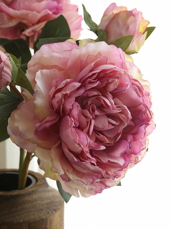 Fake Peony Stem With Bud, Artificial Flower, Dried Look Petal, Vintage ...