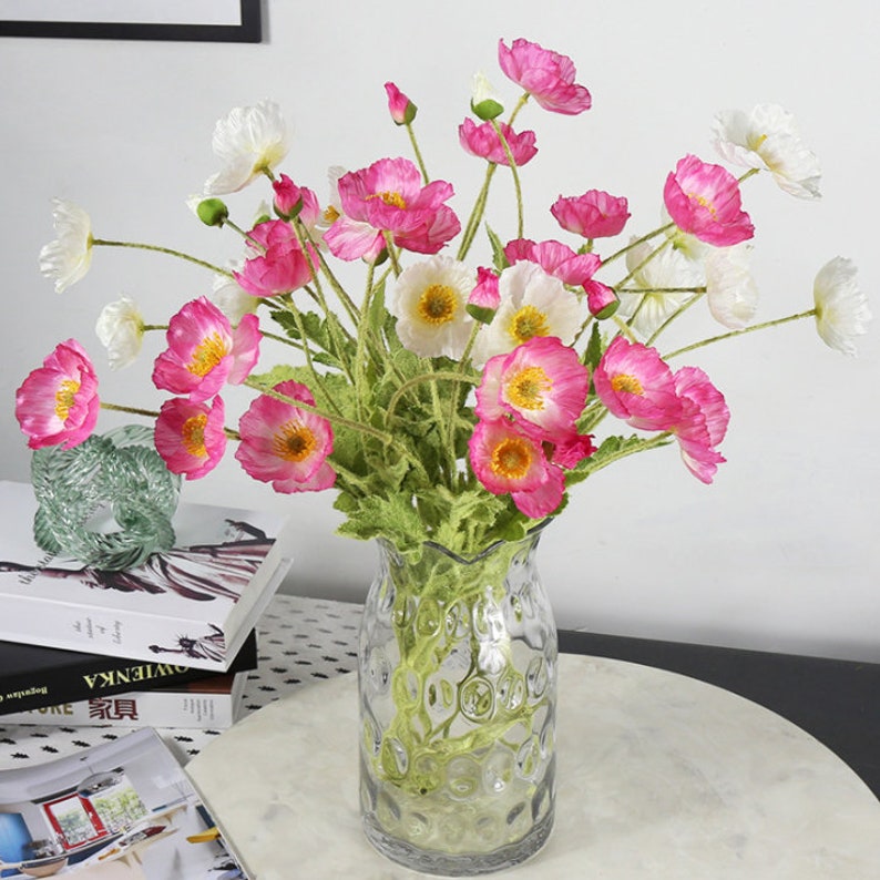 Artificial Poppy Stem Fake Flower With Foliage Wedding Floral - Etsy