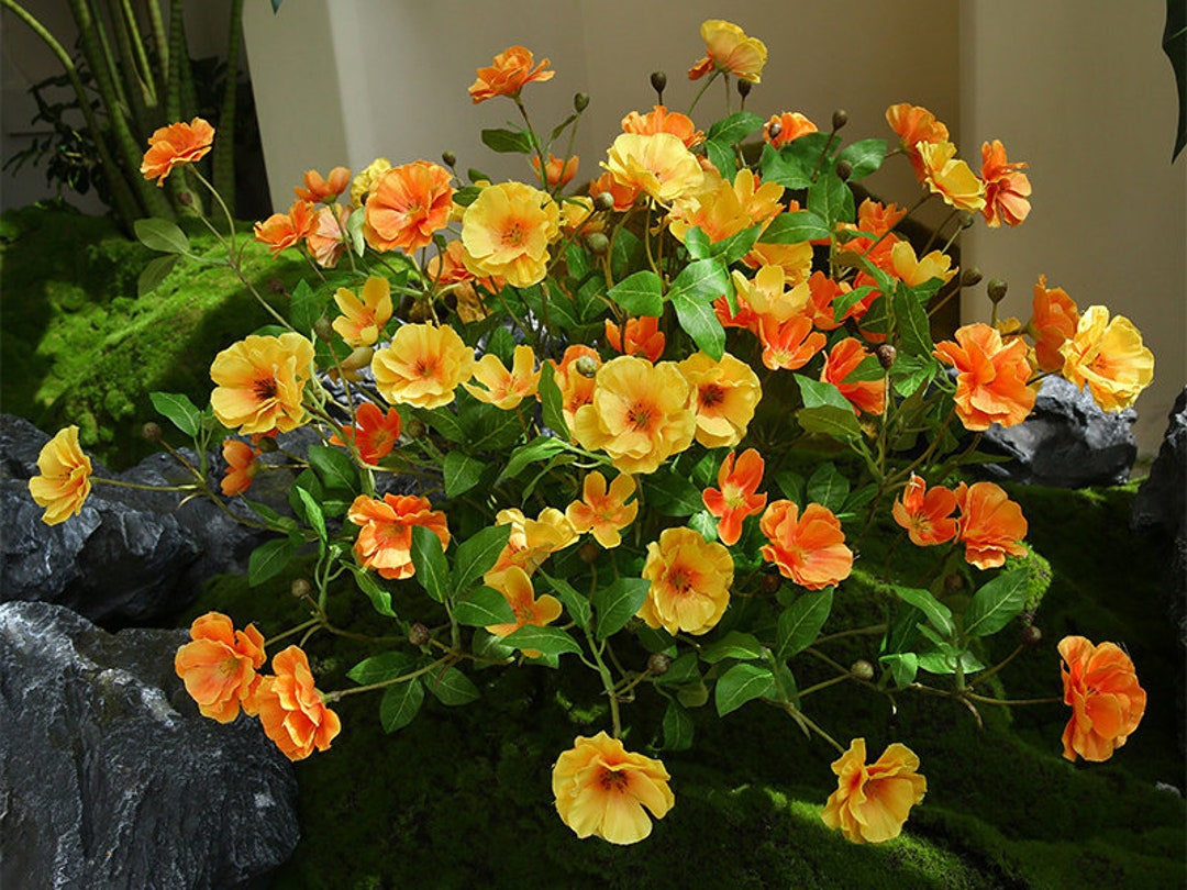 Fake Moss Rose Flower Stem, Portulaca Grandiflora Spray, Artificial ...