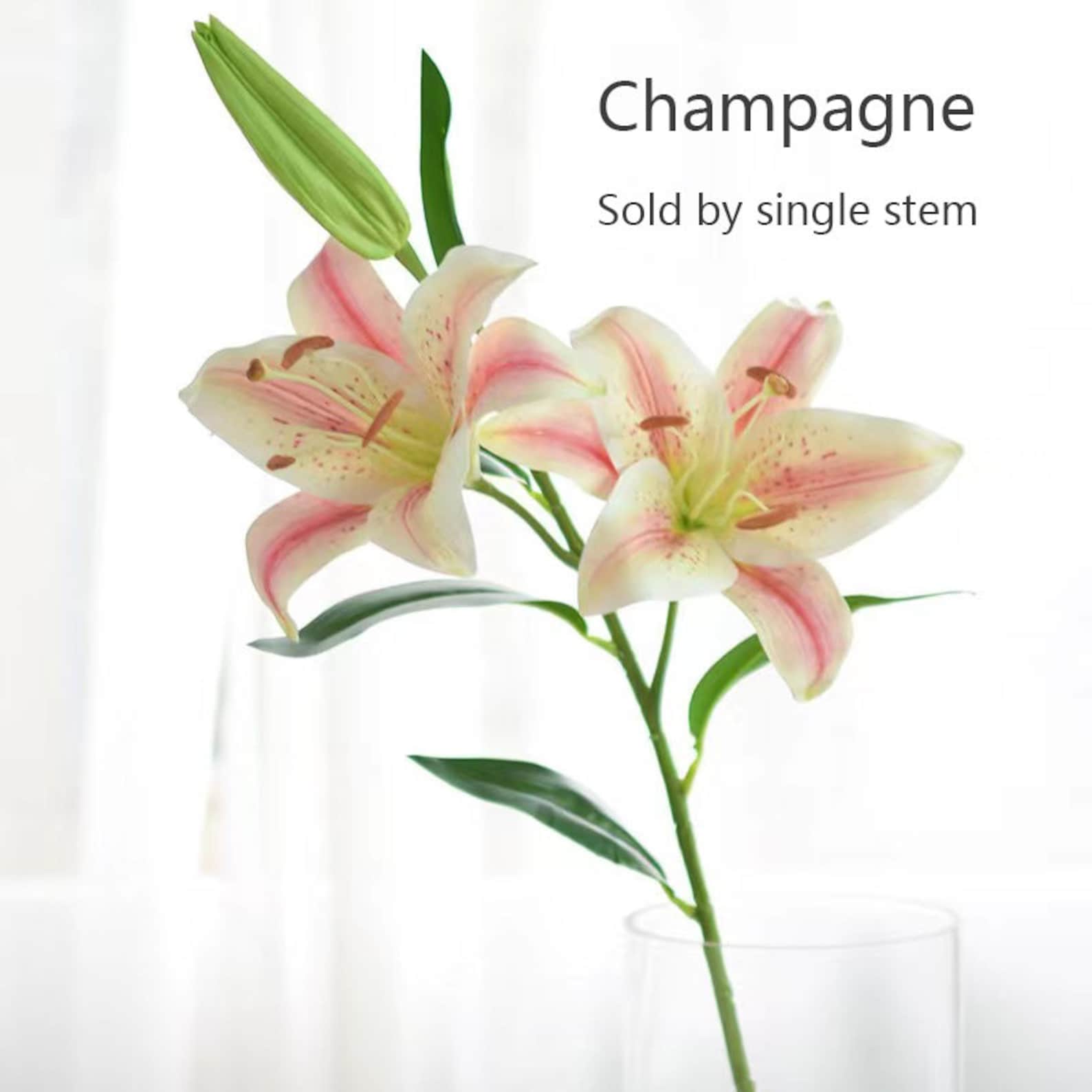 Real Touch Lily Stem With Bud, Artificial Flower With Foliage ...