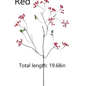 Berry Branch With Foliage, Rustic Small Holly Fruit Craft, Artificial ...
