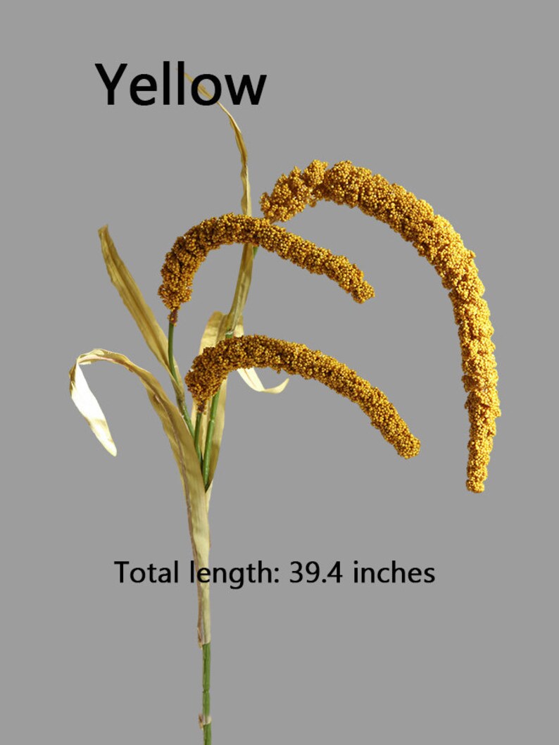 Fake Millet Spike Stem With Leaves, Rustic Grain Craft, Fall Artificial ...