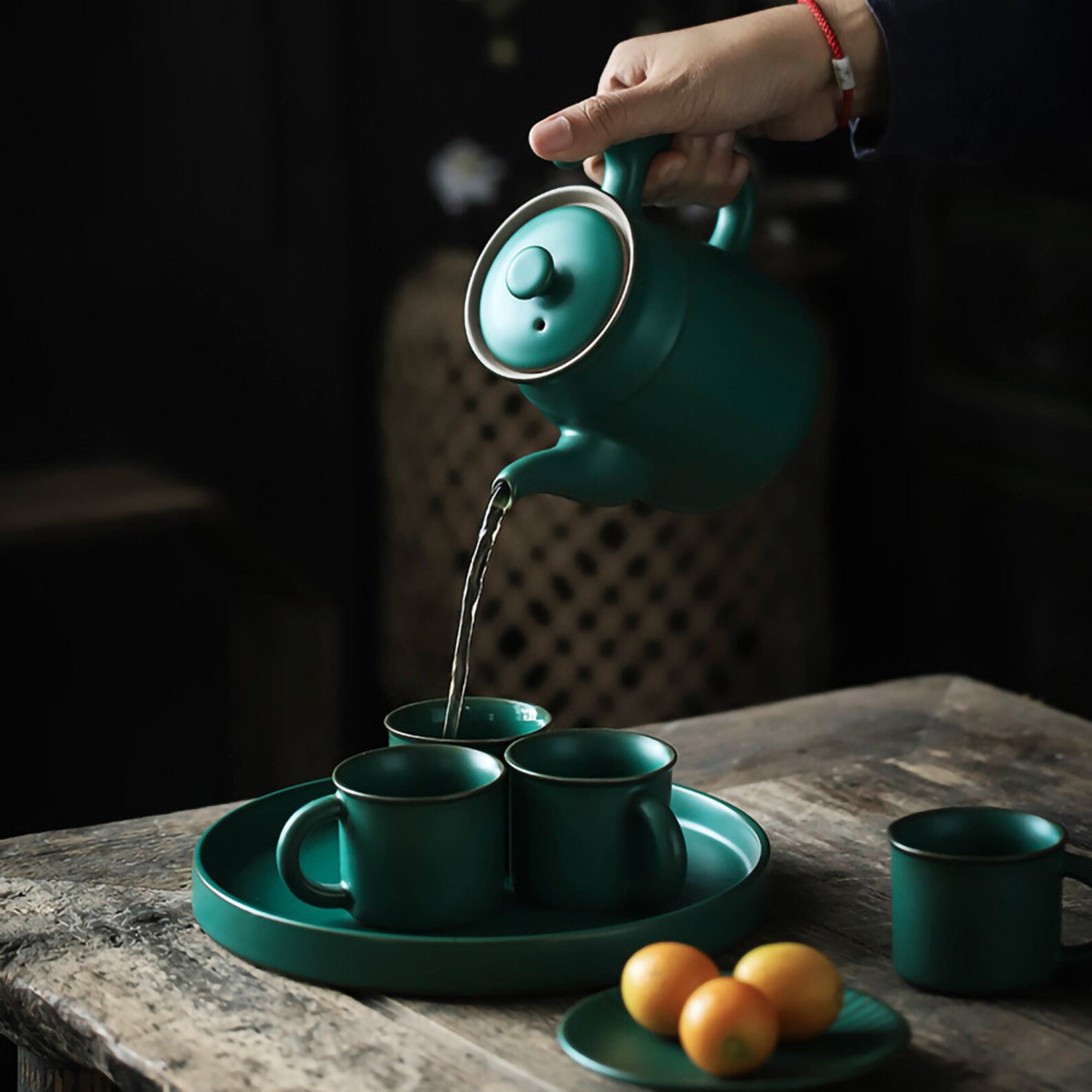 Ceramic Large Tea Set Porcelain Teapot Cup Tray Simple Design - Etsy