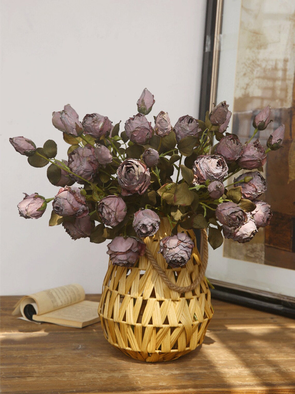 Dried Rose Stems With Buds, Artificial Flower Crafts, Vintage Home ...