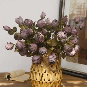 Dried Rose Stems With Buds, Artificial Flower Crafts, Vintage Home ...