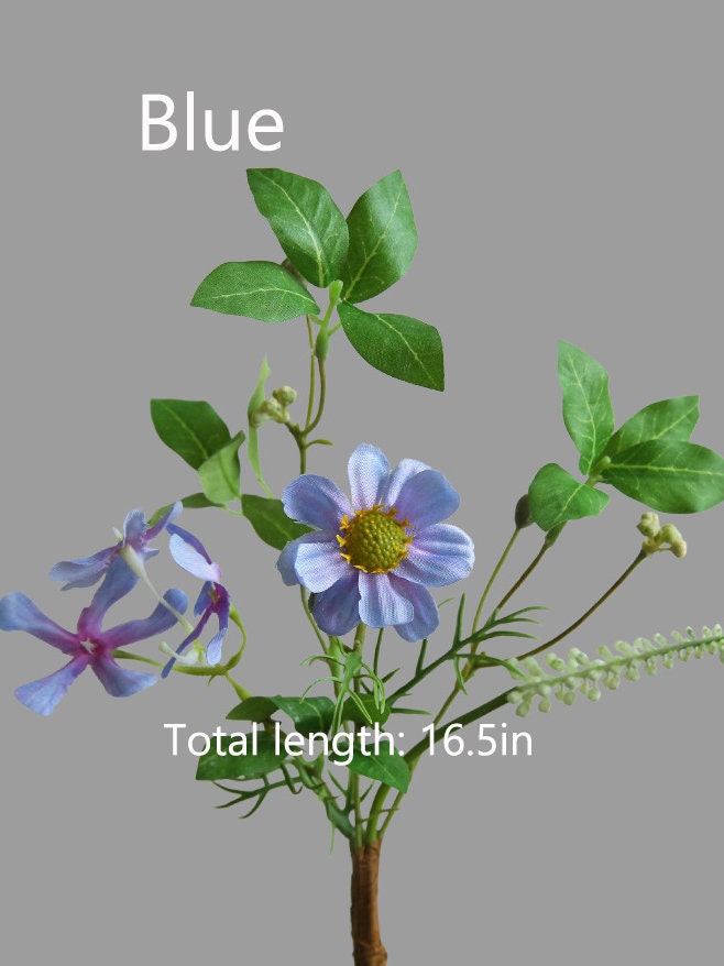 Fake Cosmos Daisy Bouquet With Leaves, Small Wildflower Bundle ...