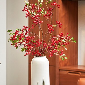 Berry Branch With Leaves, Fall Small Fruit Craft, Fake Holly Twigs ...
