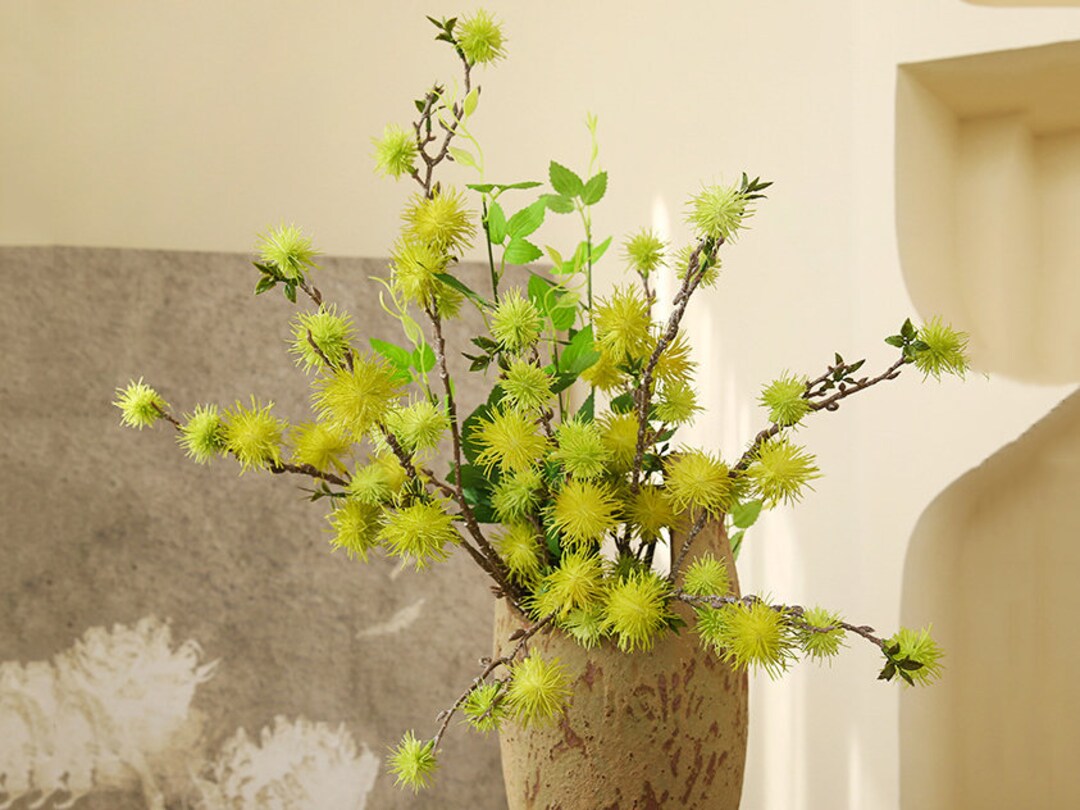 Artificial Thistle Long Stem, Fake Chestnut Branch, Faux Flower Stem ...