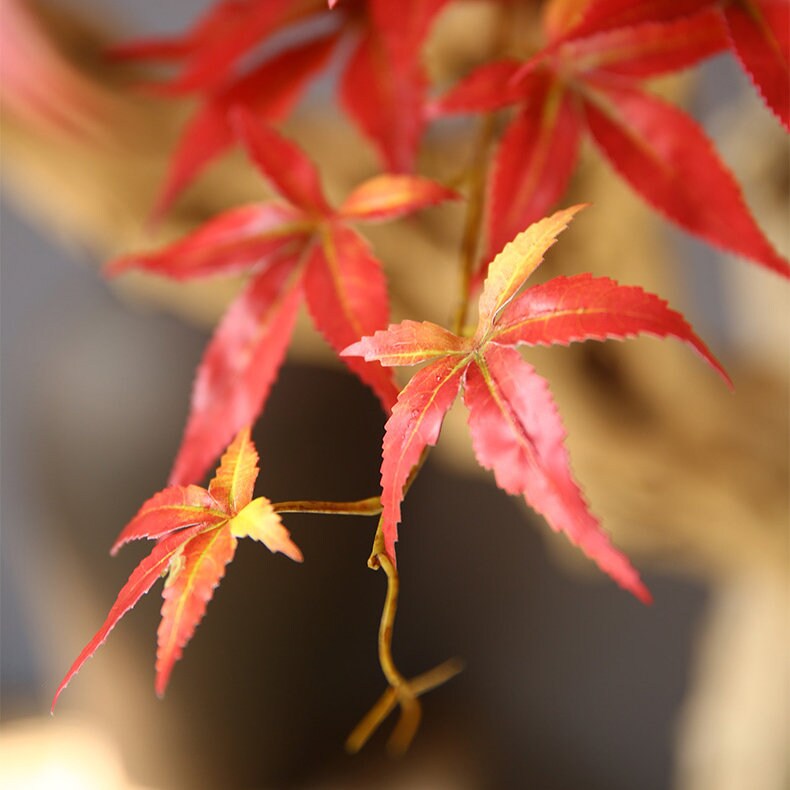 Artificial Red Maple Leaf Autumn Fake Foliage Stem Party Table ...