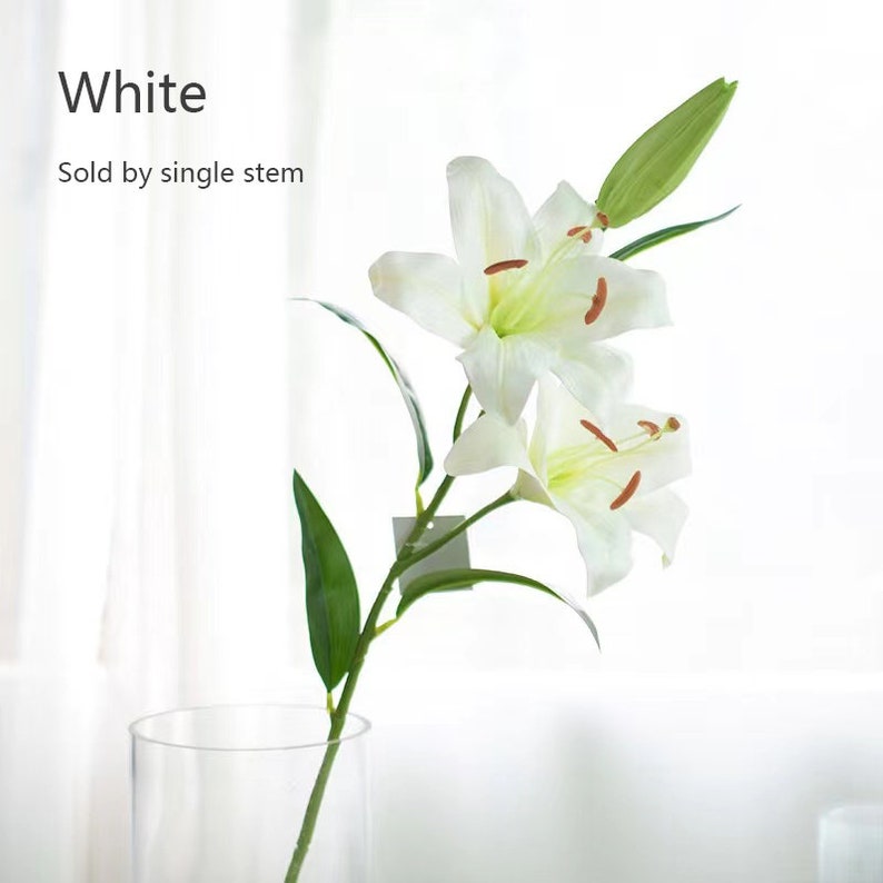 Real Touch Lily Stem With Bud, Artificial Flower With Foliage ...
