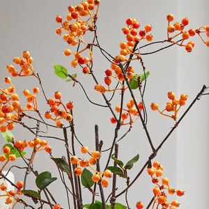 Berry Branch With Foliage, Rustic Small Holly Fruit Craft, Artificial ...