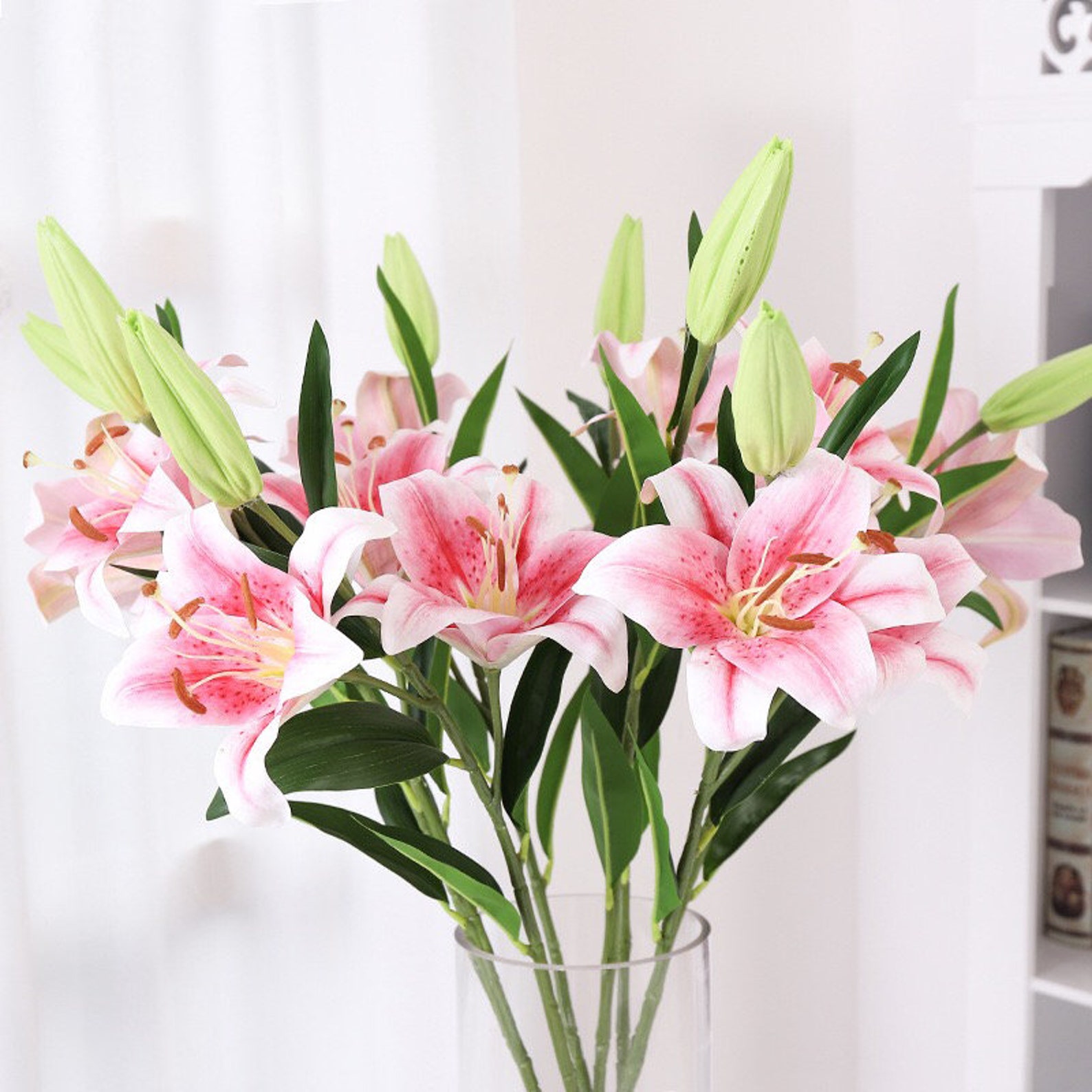 Real Touch Lily Stem With Bud, Artificial Flower With Foliage ...