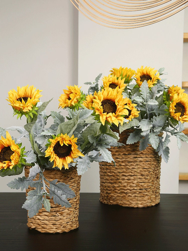 Real Touch Sunflower Stems With Leaves Artificial Flower - Etsy
