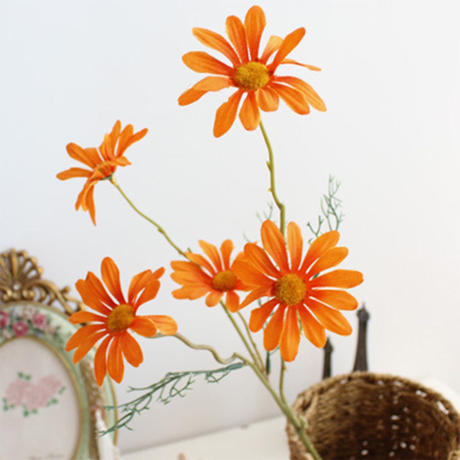 Artificial Daisy Flower Stem Fake Gerbera With Leaf Faux | Etsy