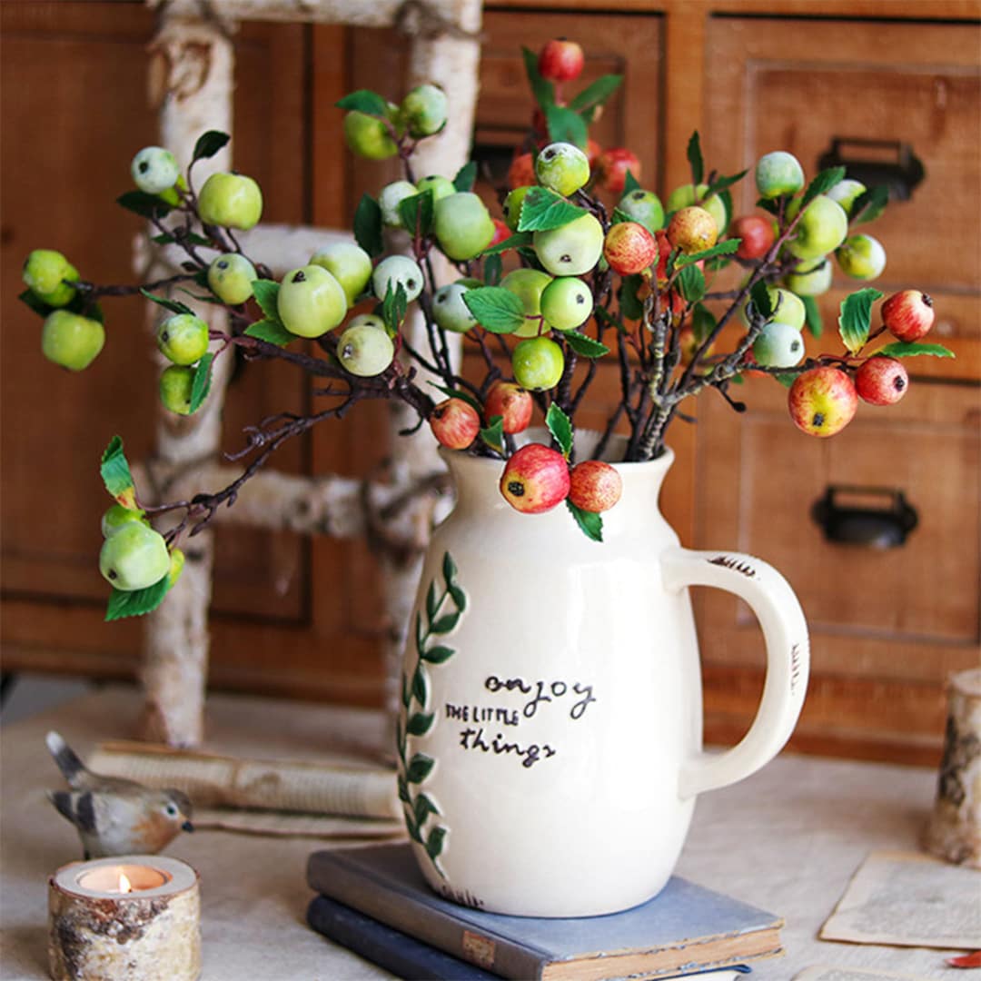 Small Apple Stem With Leaf, Artificial Mini Fruit Branch, Realistic ...