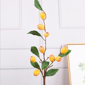 Quality Loquat Long Stem and Foliage Artificial Fruit With Leaf Fall ...