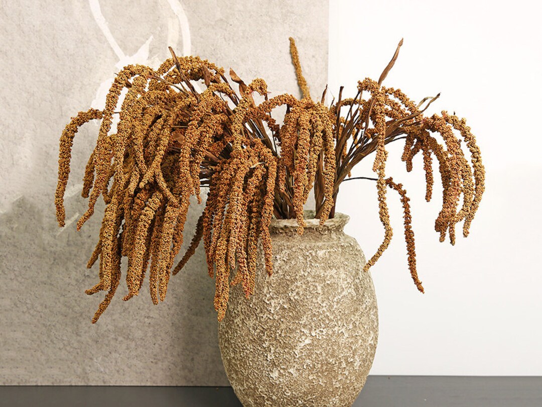 Fake Cereal Stem With Leaves, Rustic Grains, Faux Millet Crafts ...