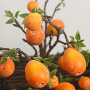 Loquat Branch With Tender Leaves, Fake Berry Craft, Rustic Autumn Fruit ...