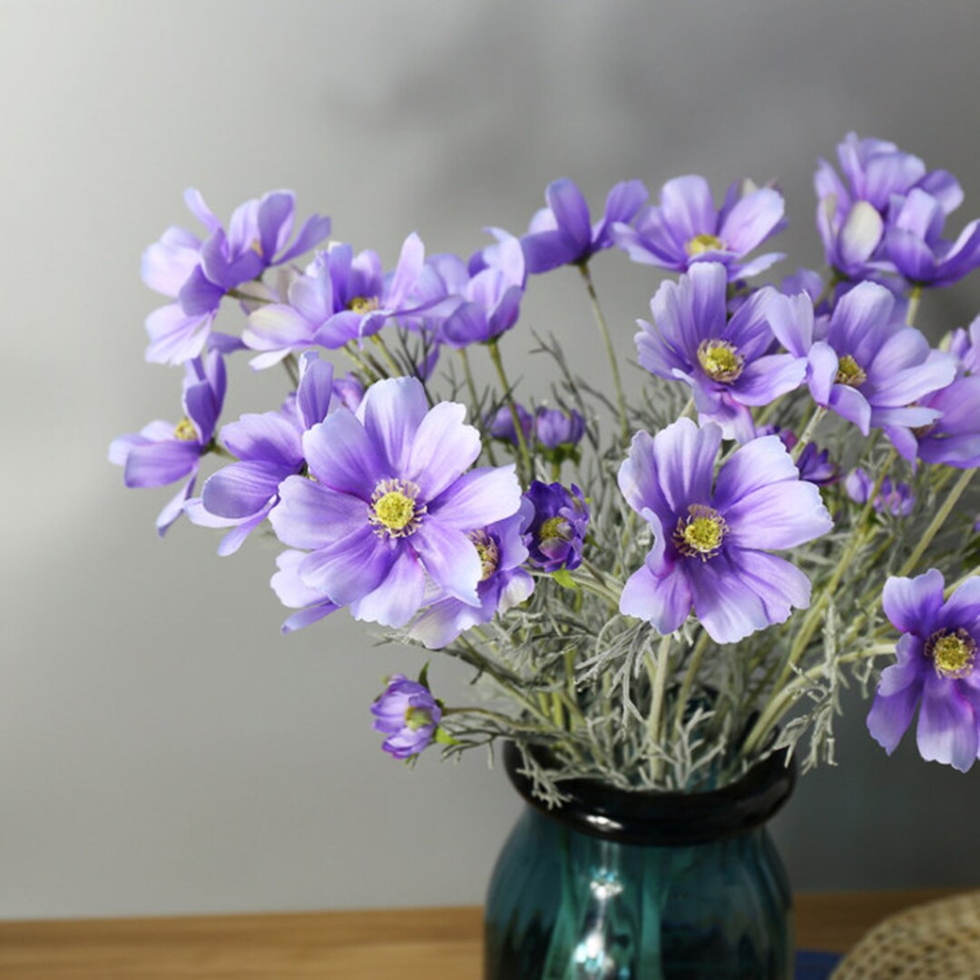 Artificial Gerbera Stem Fake Cosmos With Foliage Home Flower Decoration ...