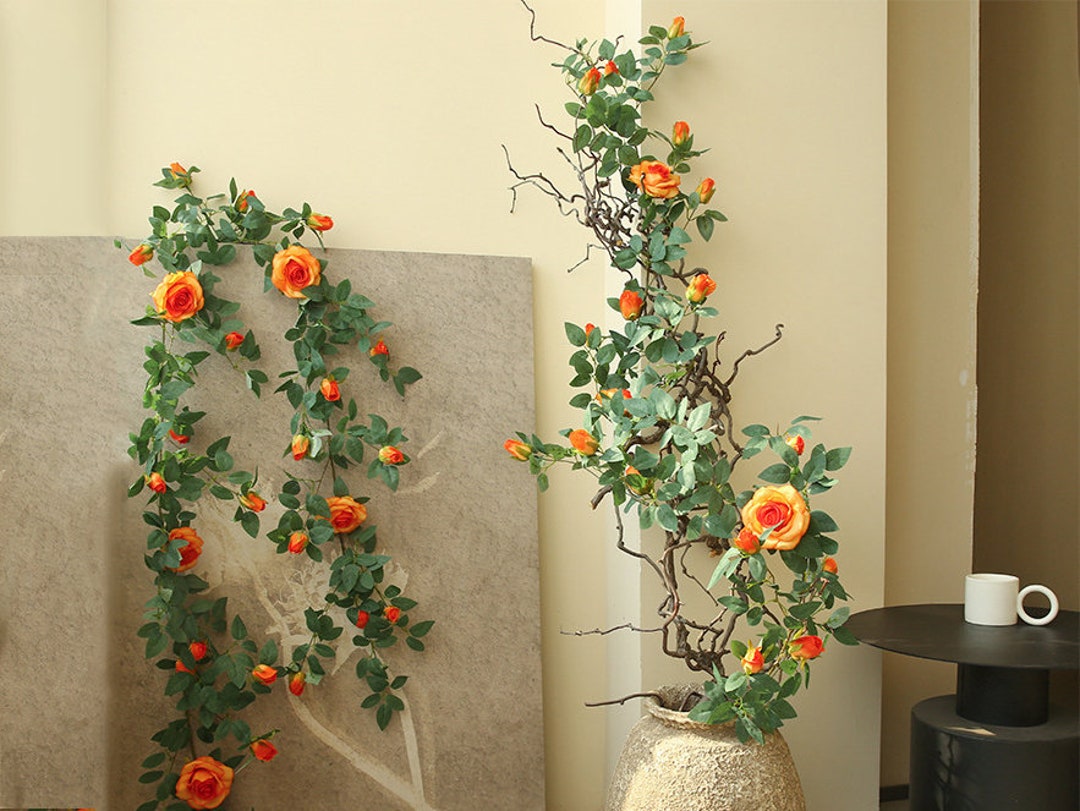 Rose Flower Long Vine With Buds, Climbing Rose Vine, Artificial Flower ...