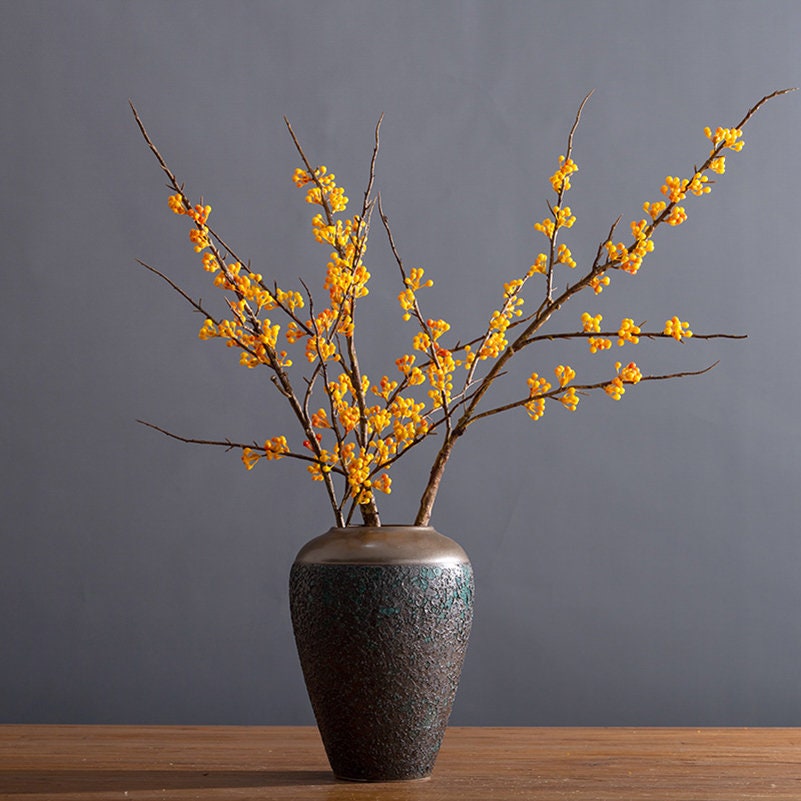 Artificial Yellow Berry Branch Quality Small Fruit Home Lucky ...