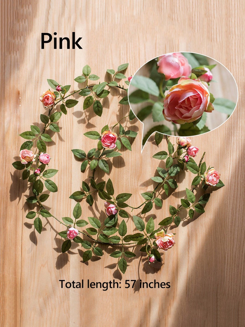 Small Rose Vine, Faux Mini Rose Garland, Realistic Rose Vine ...