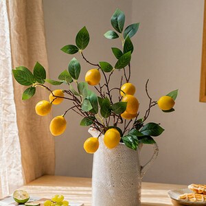 Lemon Fruit Branch With Leaves, Rustic Fruit Crafts, Artificial Flowers ...