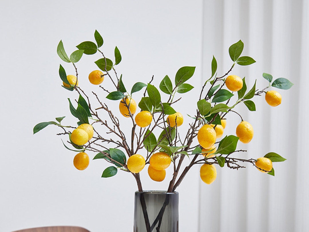 Lemon Fruit Branch With Leaves, Rustic Fruit Crafts, Artificial Flowers ...