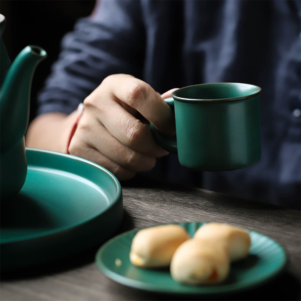 Ceramic Large Tea Set Porcelain Teapot Cup Tray Simple Design - Etsy