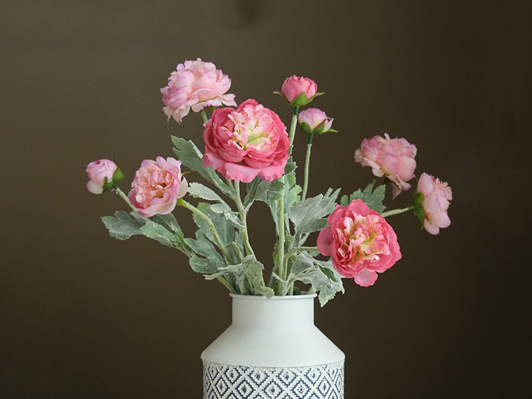 Ranunculus Stem With Buds, Fake Buttercup Spray, Artificial Flowers ...