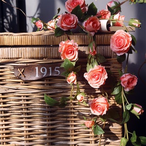 Artificial Climbing Rose Vine With Leaf, Faux Trailing Flower Cane ...