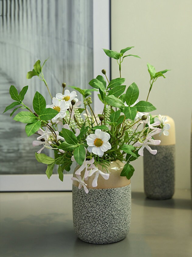 Fake Cosmos Daisy Bouquet With Leaves, Small Wildflower Bundle ...