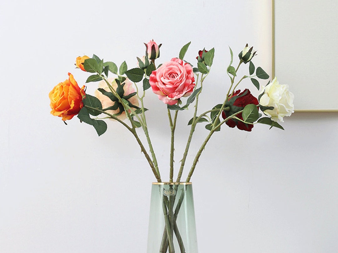Real Touch Rose Stem With Bud, Artificial Realistic Flower Craft, Home ...