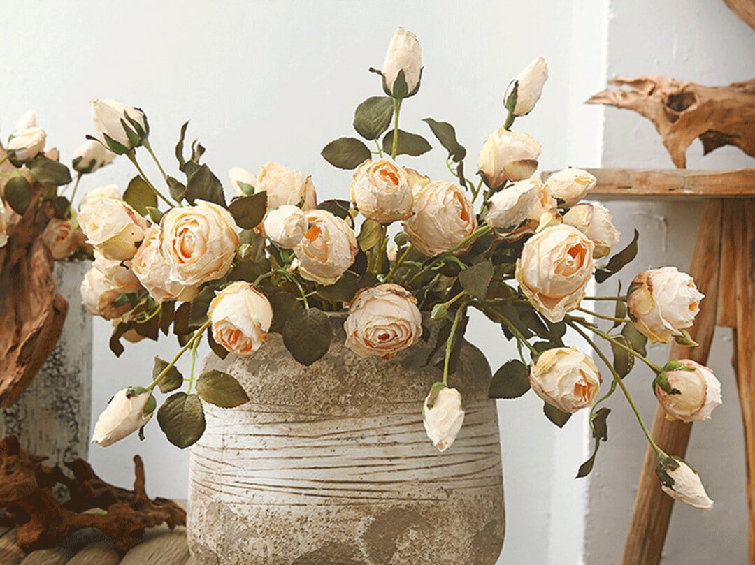 Dried Rose Stems With Buds, Artificial Flower Crafts, Vintage Home ...