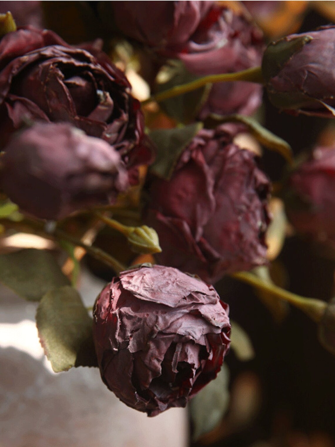 Dried Rose Stems With Buds, Artificial Flower Crafts, Vintage Home ...
