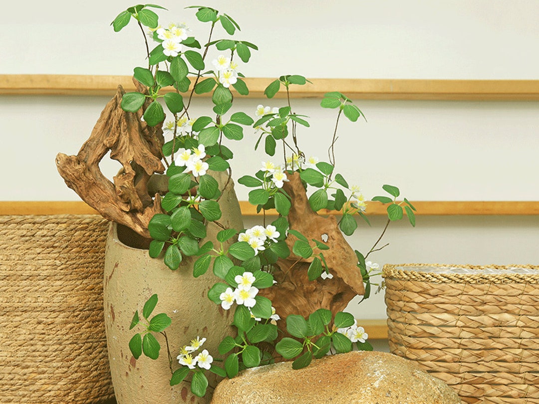 Zen Plant With Flower, Rustic Wildflower Crafts, Artificial Greenery ...