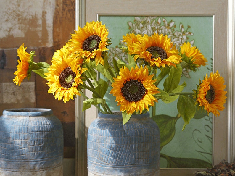 Sunflower Individual Stem Artificial Flower With Foliage - Etsy