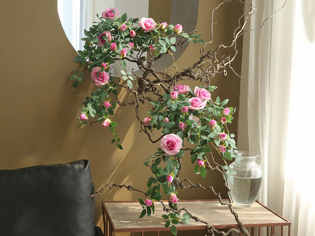 Rose Vine With Buds Hanging Wall, Rustic Climbing Rose Spray ...