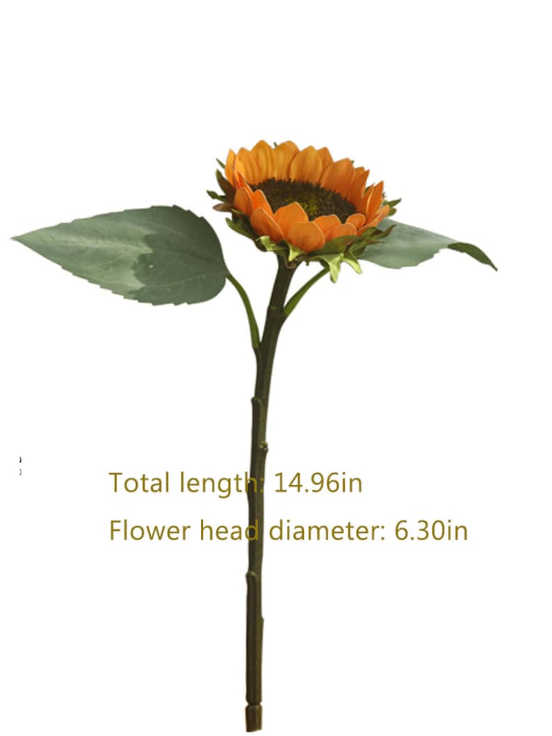 Fake Sunflower Stem With Leaves, Artificial Flower Craft, Rustic Floral ...