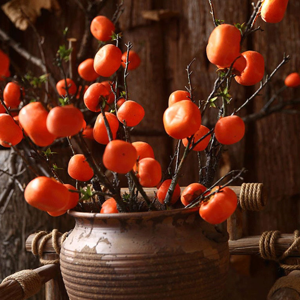 Rustic Artificial Persimmon Fruit Retro Red Fake Persimmon - Etsy 日本