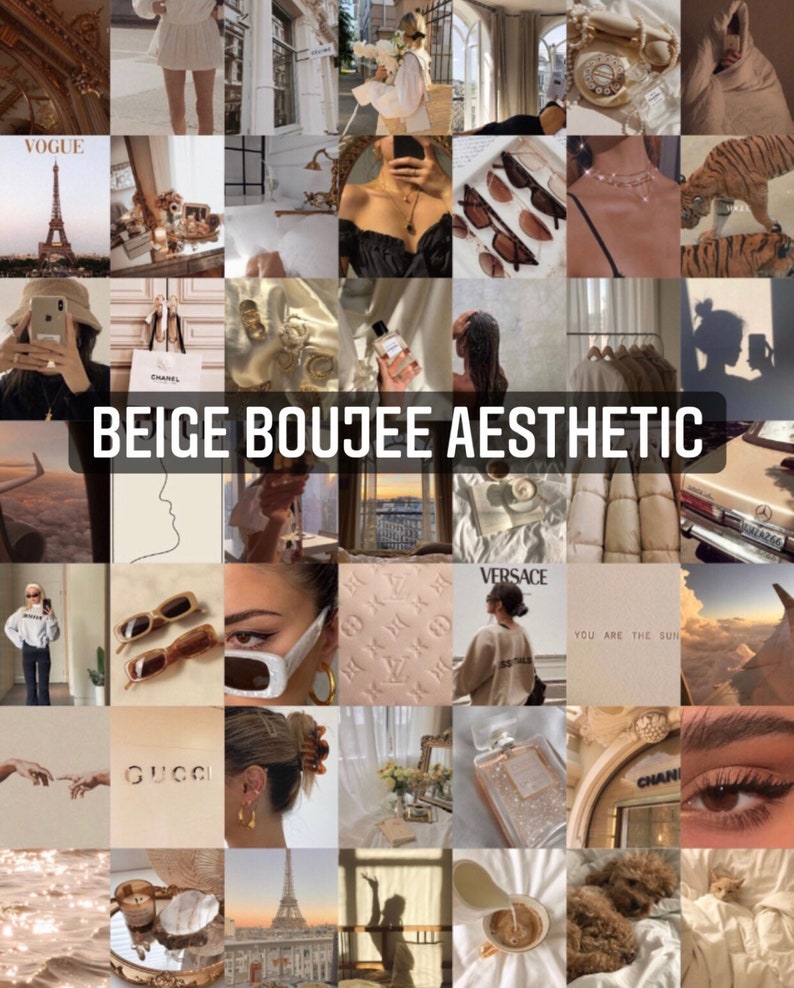 Aesthetic Wall Collage Kit Beige Boujee Aesthetic 50 Etsy