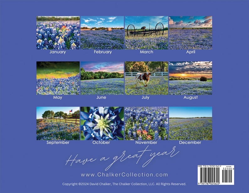 2025 Texas Bluebonnet Flower Photography Art Wall Calendar 13 Month ...